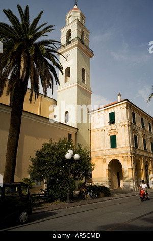 Diano Marina, Liguria, Italy. church tower and old house Stock Photo ...