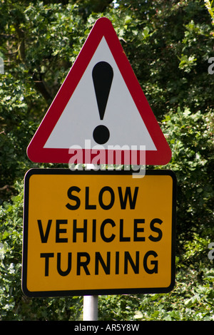 Vehicle Turning warning sign, England, UK Stock Photo - Alamy