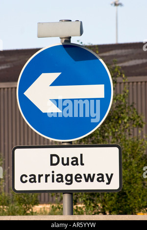 'Dual Carriageway' one-way sign at a junction on the A50 trunk road in ...