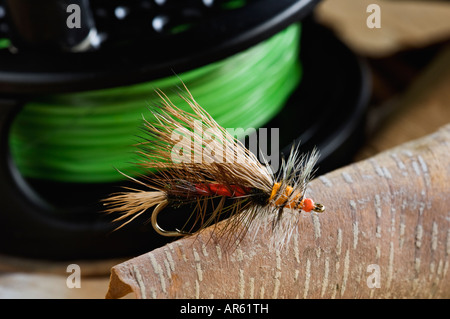 Stimulator Royal Attractor Dry Fly with Reel and Fly Line Behind Stock ...