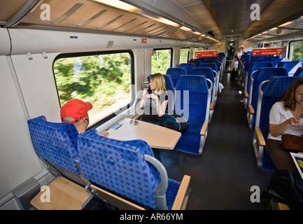 Local German train interior second class travel Stock Photo - Alamy