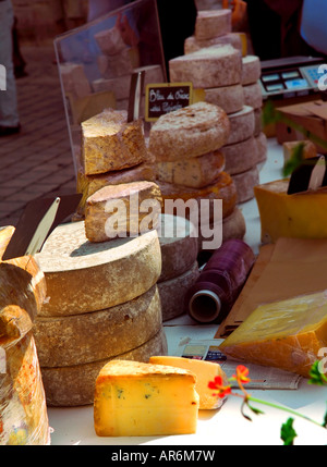 Assorted French cheeses on a market stall, France, Europe Stock Photo ...