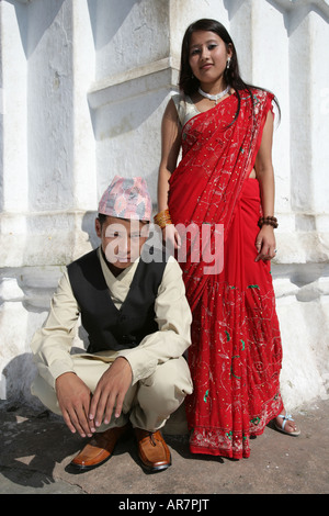 "Models wearing traditional Nepalese costume Stock Photo - Alamy