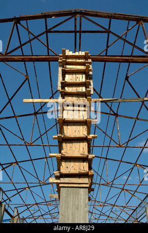 wood column with steel ceiling structure resort design Stock Photo ...