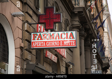 Pharmacy Farmacia sign Rome Italy Europe Stock Photo - Alamy