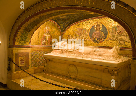 Crypt beneath the Vatican in Rome, Italy, with burials of various popes ...