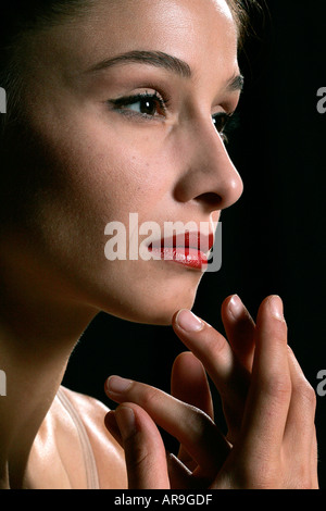 tempting alluring eye face woman female look makeup lipstick actress ...