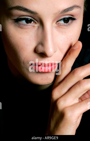 tempting alluring eye face woman female look makeup lipstick actress ...