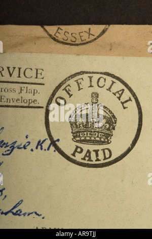 Postage Paid frank or stamp on an envelope with the symbol of a crown ...