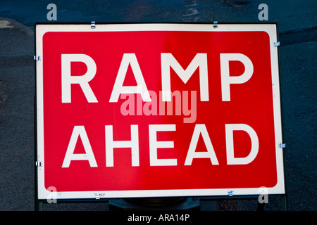 uk road sign ramp temporary traffic lights light signals signal ahead ...