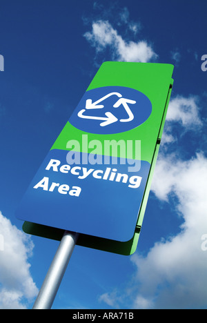 Recycling area sign in a supermarket car park Stock Photo - Alamy