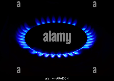 Gas ring hob lit Stock Photo - Alamy