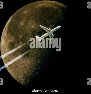 Moon and plane Stock Photo - Alamy