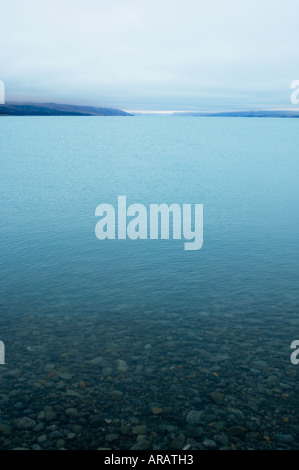 Cloudy sky over Mt. Cook and Pukaki Lake, Canterbury, New Zealand South ...
