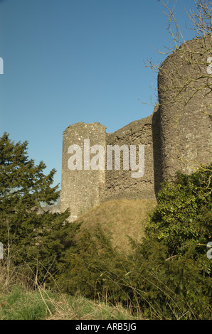 Two round towers and wall of ruined castle Stock Photo - Alamy