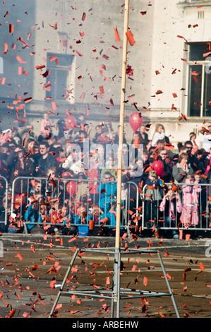 Firecrackers are let off at the Chinese New Year at Oriental City ...
