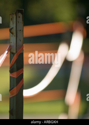 Tape indicating off limits lawn Stock Photo - Alamy