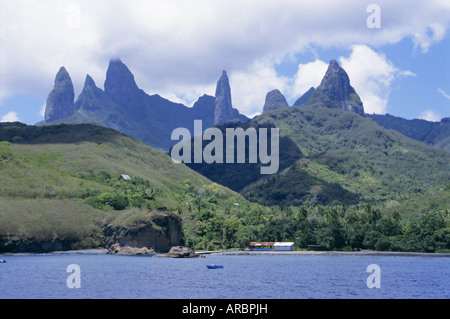 VIEW OF FATU HIVA ISLAND ACROSS HANA VAVE BAY / MARQUESAS ISLANDS ...