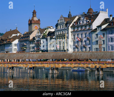Lucerne (Luzern) on the Reuss river at Lake Lucerne in central ...