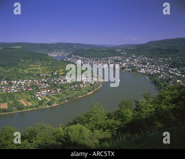 View on the scenic River Rhine in Duesseldorf Urdenbach Germany in ...
