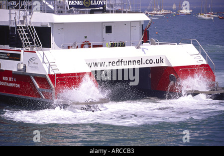 Red Funnel Catamaran Red Jet 4 leaving Cowes Harbour Isle of Wight UK ...