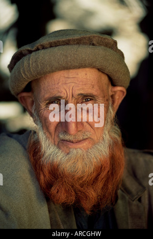 A vertical portrait of a Pakistani old male with a white beard in a ...