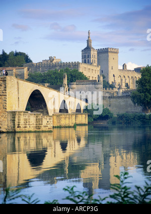 Papal Palace at Rhone River in Avignon, Provence, France Stock Photo ...