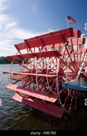 Steamboat Paddle Wheel . Riverboat cruising boat . Move through the ...