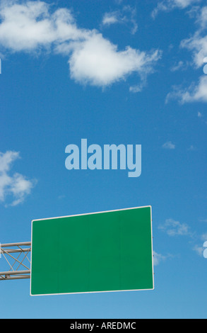 Blank green overhead road sign Stock Photo - Alamy