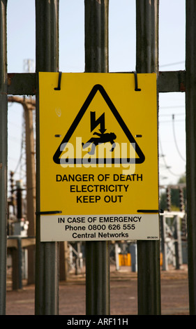 National Grid Danger Of Death Keep warning Sign Stock Photo - Alamy