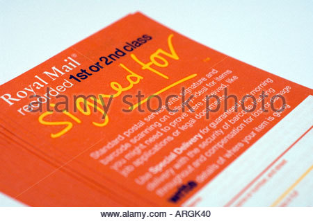 Royal Mail Special Delivery guaranteed next day delivery Stock Photo ...