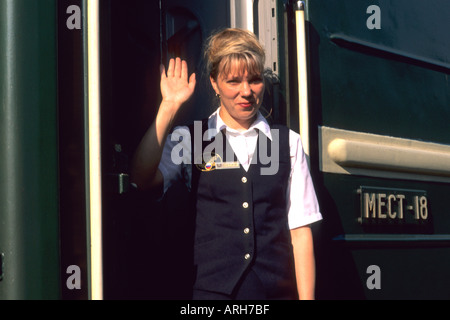 Woman Conductor on the Famous Trans Siberian Railroad Russia Stock ...