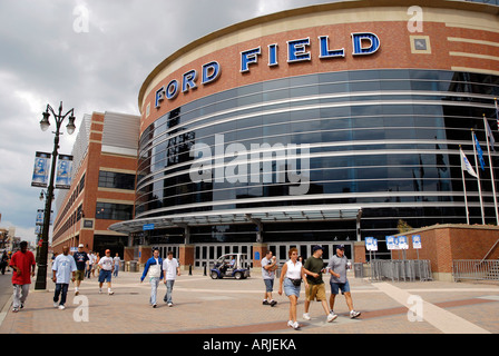 Ford Field entrance home of the professional football team Detroit ...
