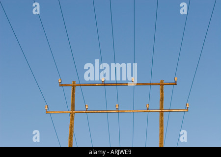 Pressure treated wooden utility poles , Finland Stock Photo - Alamy
