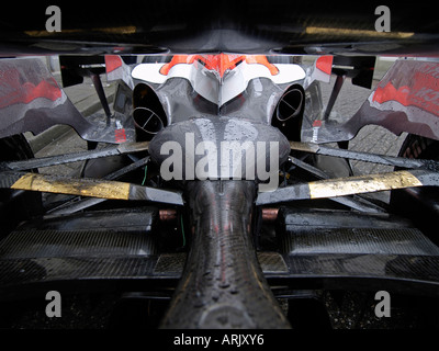 aerodynamics closeup of rear of formula one racing car exhausts carbon ...