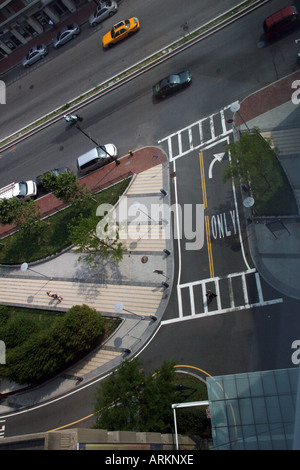 MASSACHUSETTS Boston Overhead view of pedestrians in crosswalk and ...