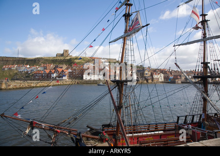 Old ship in Whitby Harbour on the North Yorkshire coast. UK Stock Photo ...