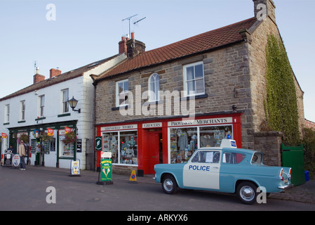 Goathland village shop in the North Yorkshire Moors with a Ford Anglia ...