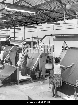 Textile factory machinery. Old loom machine. Historic textile industry ...