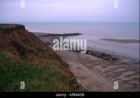 Coastal erosion and defence; cliffs at Mappleton, near Hornsea, East ...