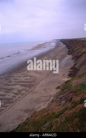 Coastal erosion and defence; cliffs at Mappleton, near Hornsea, East ...