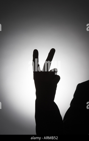 Male hand making rude offensive V sign gesture with two fingers Stock ...