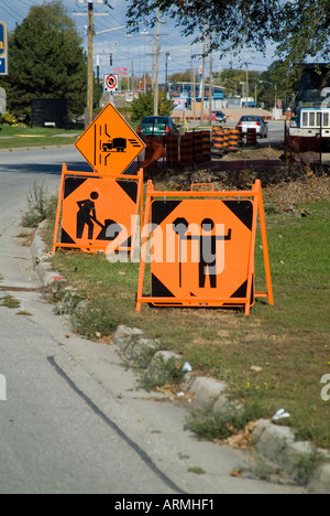 Traffic signs warning motorist that they are entering a road ...