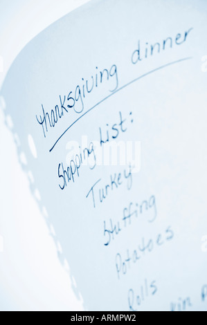 Thanksgiving dinner shopping list Stock Photo - Alamy