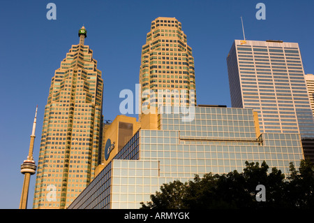 Downtown with CN Tower behing high rise BCE office towers, Fatiron ...