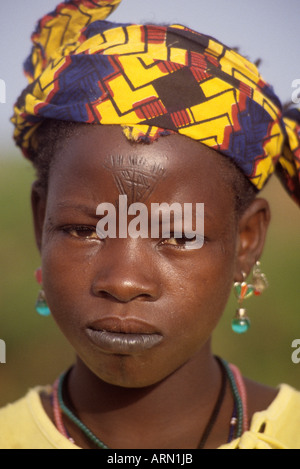 Near Niamey, Niger, Africa. Fulani Girls with Facial Scarification ...