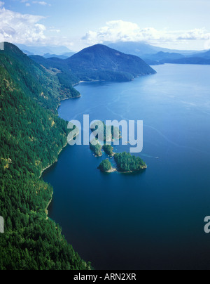 Aerial view of Jervis Inlet, Hotham Sound, Harmony Island, British ...