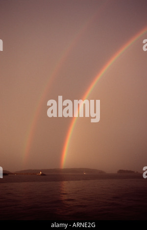 Double rainbow over ocean, Sidney, Vancouver Island, British Columbia ...