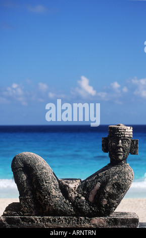Chac Mool Statue, Cancun Beach, Quintana Roo, Yucatan Peninsula, Mexico ...