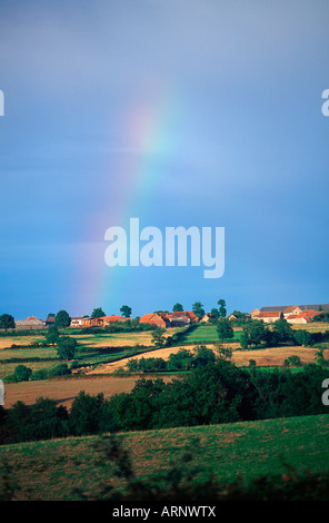 France, central region countryside, rainbow over farms Stock Photo - Alamy
